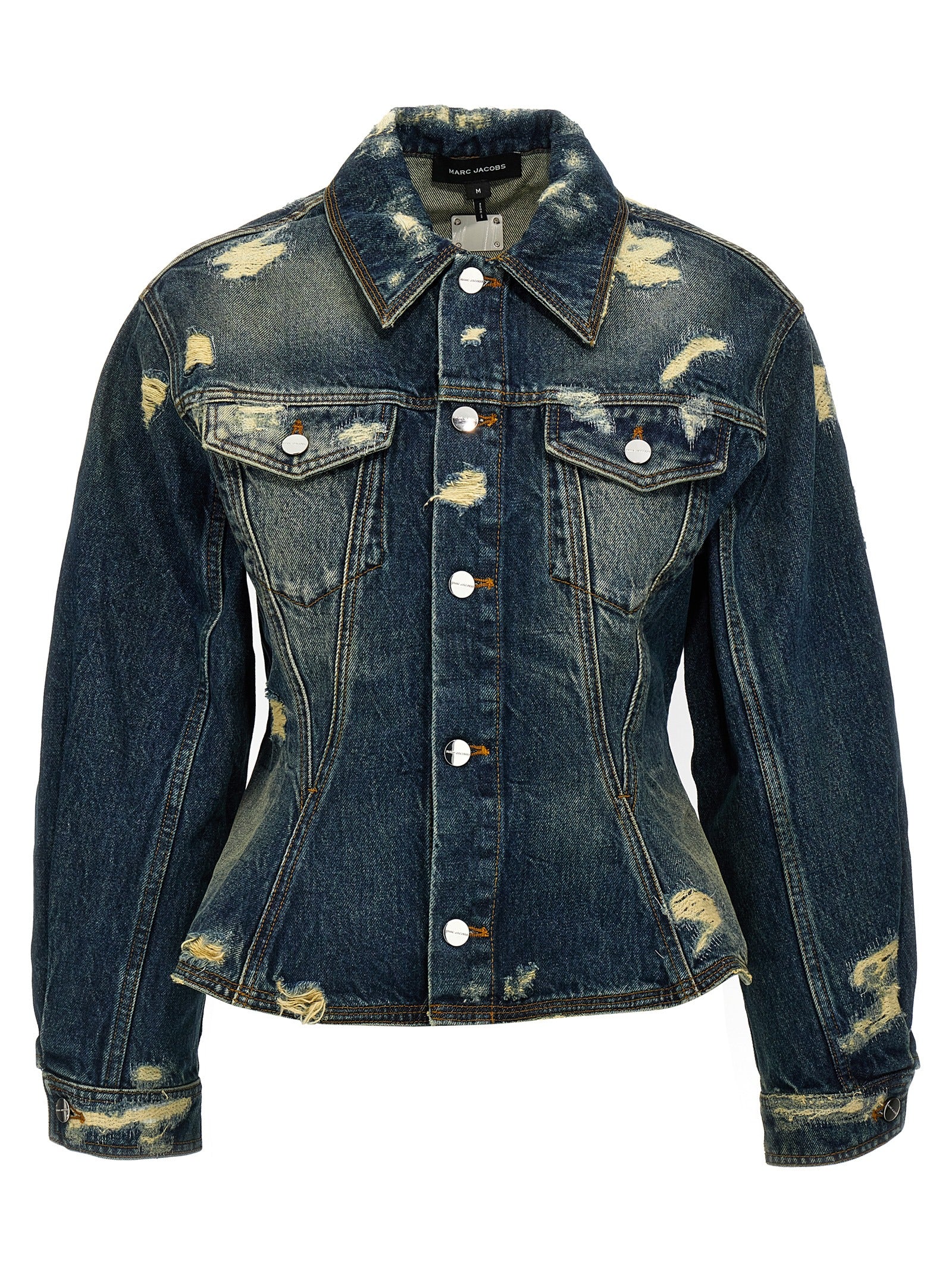 Marc Jacobs The Rip And Repair Fluted Denim Jacket Puffer Jackets Blue ...